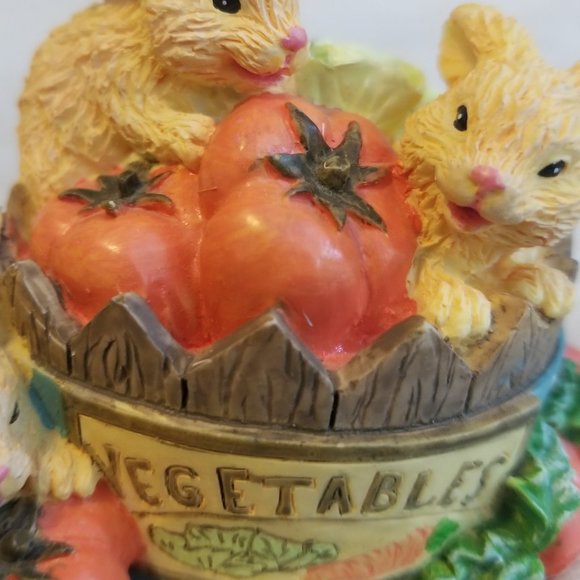 Accents | Bunnies With Basket Vegetables Resin Figurine 9s | Poshmark